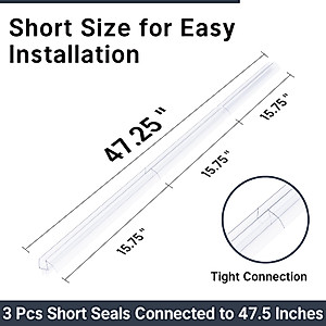 AmazerBath Shower Door Bottom Seal, 3 Section Segmented Installation Frameless Glass Shower Door Seal Strip - Suitable for 3/8 Inch Glass, 47.25 Inch(15.75 Inch * 3)