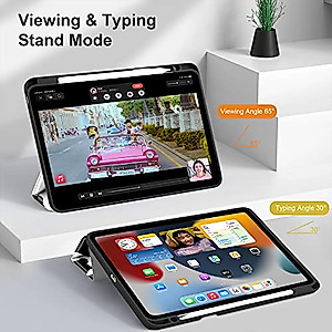 MEEgoodo Case for iPad Pro 12.9 Case M2 6th/5th/4th/3rd Generation 2022 2021 2020 2018, Tablet Cases with Clear Transparent Acrylic Back Shell, Black & White Piebald