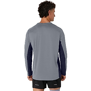 ASICS Men's Train SANA Long Sleeve Apparel, XL, Sheet Rock/Peacoat