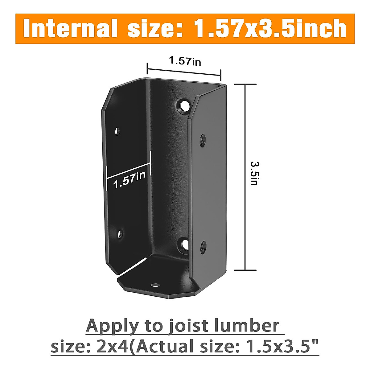 Antsky Concealed Joist Hanger 2x4(Actual Size: 3.5x1.5) Pergola Brackets Stainless Steel, Bracket for Wood, fit for 2x4 Beam, Fence, handrail Hardware, Deck Railing Brackets Connectors(2 Pack)