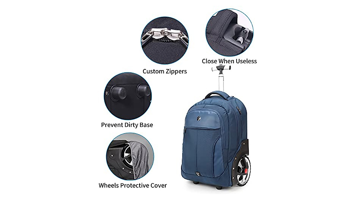 AOKING 20 Inch Rolling Backpack - Water Resistant Travel Bag