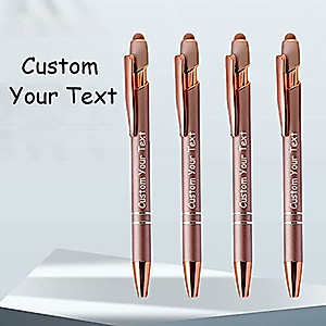 Aujuy 10Pcs Custom Rose Gold Ballpoint Pen 2 in 1 Rose Gold Stylus Pens Stylish Pen Personalized Wedding Favor Birthday Gift (10pcs)