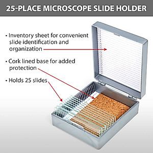 Globe Scientific 513075A ABS Plastic Cork Lined Slide Storage Box for 25 Slides, Gray