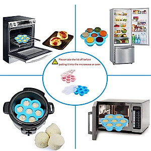 Jelacy 2 Pack Silicone Egg Bites Mold Accessories-Fits Instant Pot 5,6,8 qt Pressure Cooker Baby Food Freezer Tray with Lid, Pink/blue