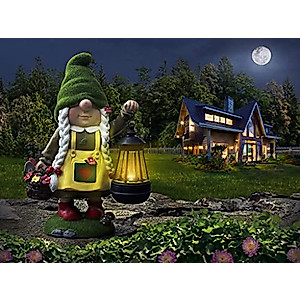Gnomes Garden Gnomes Lady - Garden Sculptures & Statues Solar Female Garden Gnomes Outdoor Funny Knomes - Funny Garden Gnome Gifts Lights - Garden Gifts Gnomes Decor Gnomes Garden Decorations (13in)