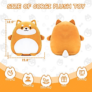 16 inch Shiba Inu Plush Pillows Corgi Plushie Stuffed Animals with Hand and Feet, Giant Corgi Plush, Dog Plush Pillow Hugging Pillow Cushion Soft Shiba Plush Toy Big Stuffed Animals