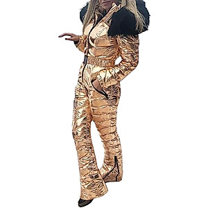 Aurgelmir Women Winter Ski Suit Fur Collar Coat Ski Jumpsuit Snowsuit