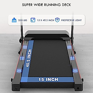 GINPORD Foldable Treadmill with Incline for Home, Folding Treadmill for Small Spaces, Low Noise, Knee Protection, Max 2.5HP 250 LBS Capacity