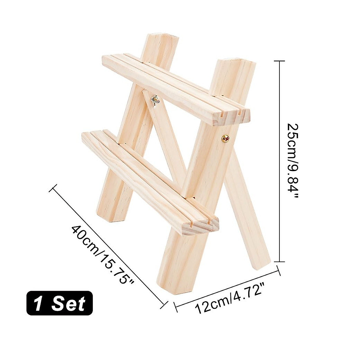 NBEADS 2-Tier Wooden Display Stand Riser, Earring Ring Holder Detachable Unfinished Wood Retail Jewelry Card Display Stand Each Layer with 2 Groove for Crafts Jewelry Storage Display, 4.72x15.75x9.84