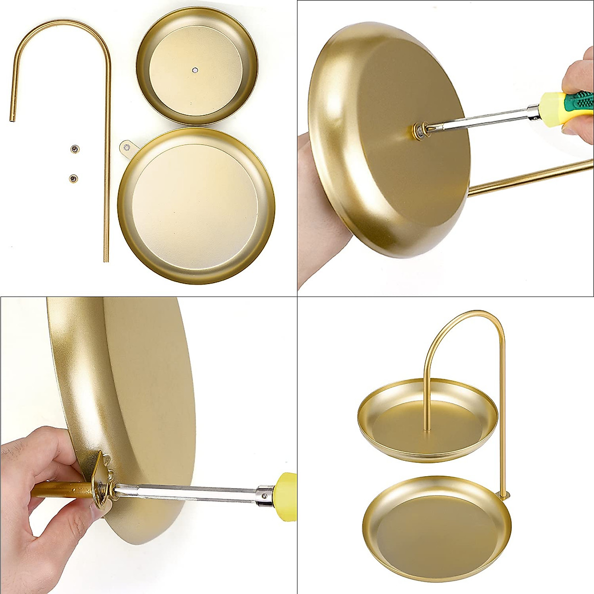 ManChDa 2-Tier Jewelry Tray Glod Multi Layer Necklace Holder Attractive Gold Jewelry Storage Display Stand Double Jewelry Organizer Table Storage Tray for Key, Bracelet & Ring