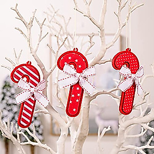 Mini Christmas Tree Decoration Kits, Red Felt Christmas Tree Ornament Kits, Christmas Tree Decoration Includes Hanging Stockings Cane Glove for Christmas Tree Decorations Wynott