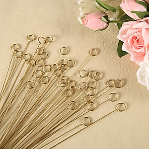 NQEUEPN 40pcs Flower Card Holder Stick, Metal Wire Floral Picks Round Photo Clip Holder Gold Photo Holders for Flower Arrangements Wedding Cake Toppers Table Number Card Note Birthday Party
