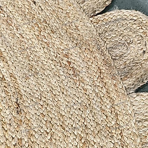 Generic 4X4, 5X5, 6X6,Feet Natural Jute Scallop Round Rug, Floor Scalloped Edge Rug Braided Boho Eco Large Circular Handmade Area Rugs (Natural, 5X5 Ft Round Rug)