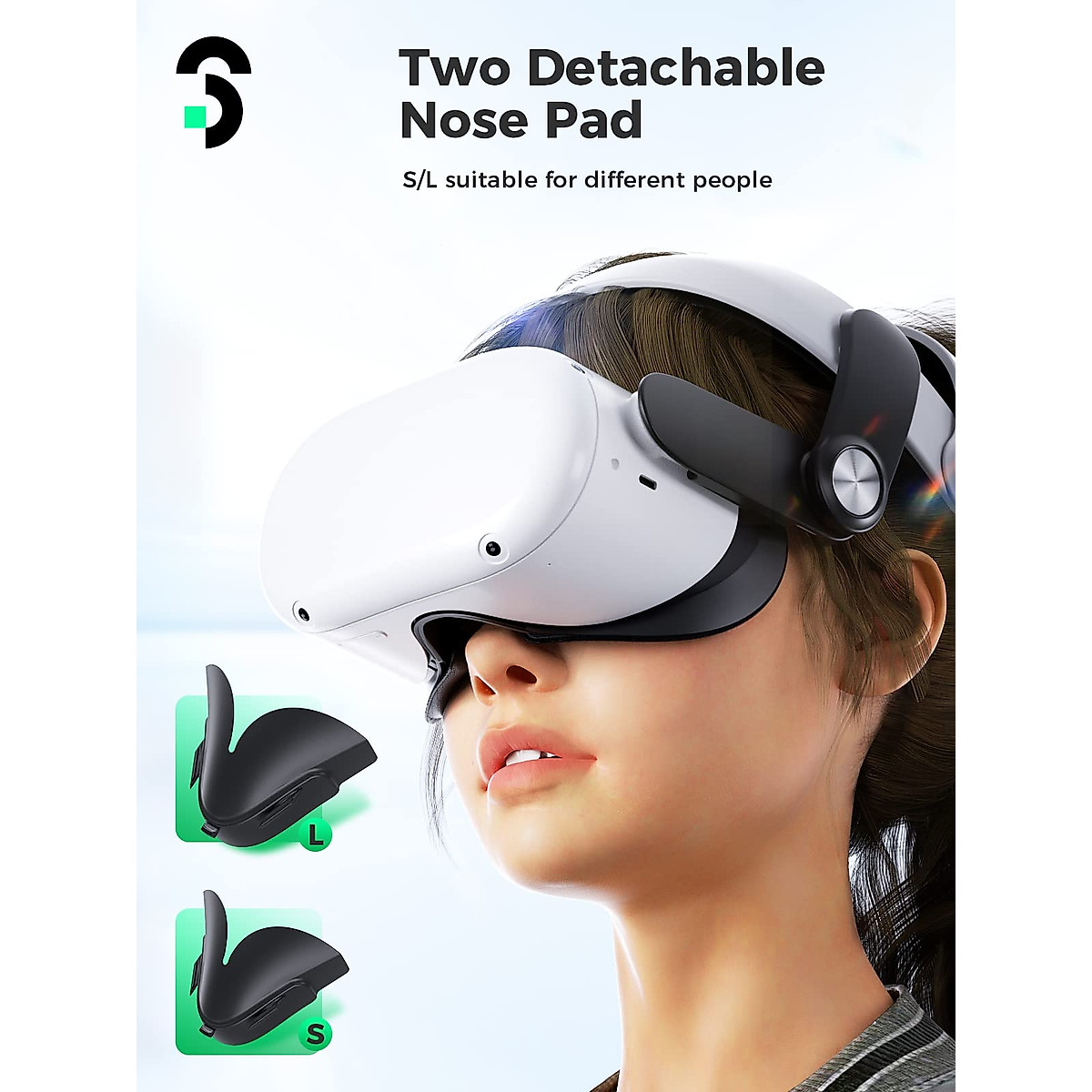 Face Pad Compatible with Oculus Quest 2,SOOMFON Face Interface Compatible with Oculus/Meta Quest 2,Face Cushion with 2 Replacement Pads Soft Face Pads Anti-light Nose Pads (L/S) Nose Guard Accessories