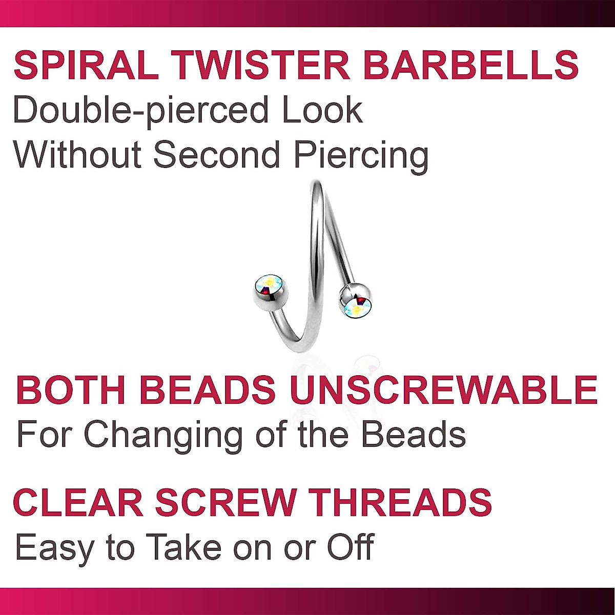 bodyjewellery 4pcs 16g 12mm Twisted Barbell Rim Tragus Helix Lip Cartilage Hoop Crystal Pinna Eyebrow Ear lobe Barbell BQAZ - AB LSP SP AQ