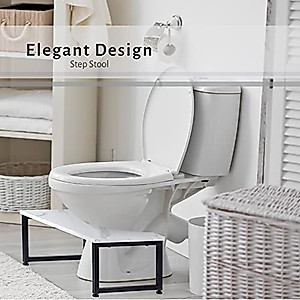Toilet Step Stool - Potty Step Stool for Adults and Kids - Wooden Marble MDF - Improve Bowel Health and Relieve Constipation with Squatting Position
