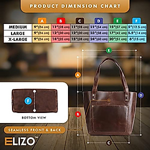 ELIZO Leather Tote Bag for Women Genuine Leather Shoulder Bag Work Totes For Women Large Purse Bag