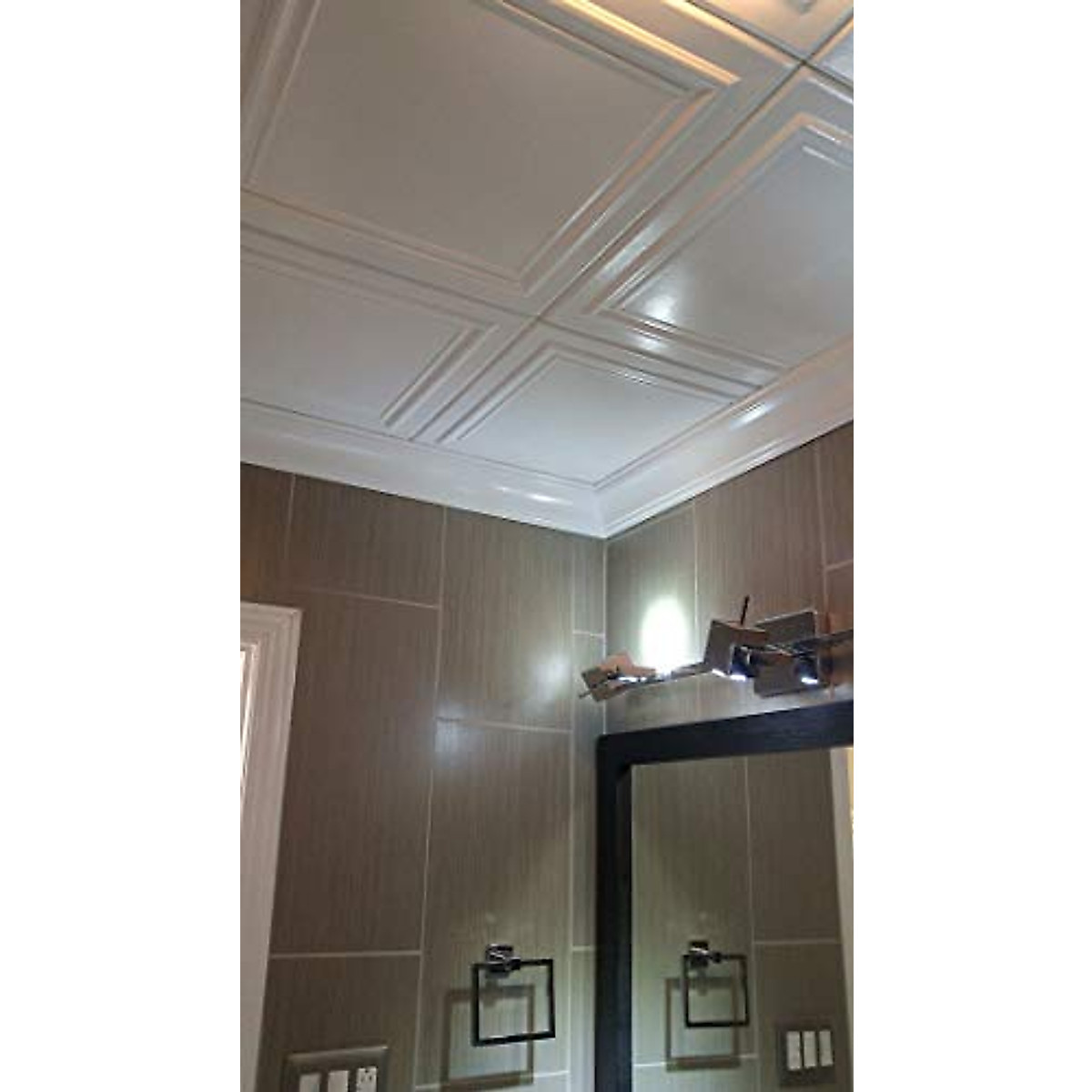 A La Maison Ceilings R24 Line Art Foam Glue-up Ceiling Tile (128 sq. ft./Case), Pack of 48, Plain White