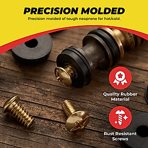 Flat and Beveled Faucet Washers and Brass Bibb Screws Assortment, 48 Pieces