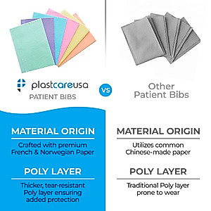 Disposable Dental Bibs 13"x18" - 3 Ply Waterproof Tattoo Bib Sheet for Patients - Dentist or Medical Tray Cover and Nail Table Cover Supplies, Fuchsia Hot Pink