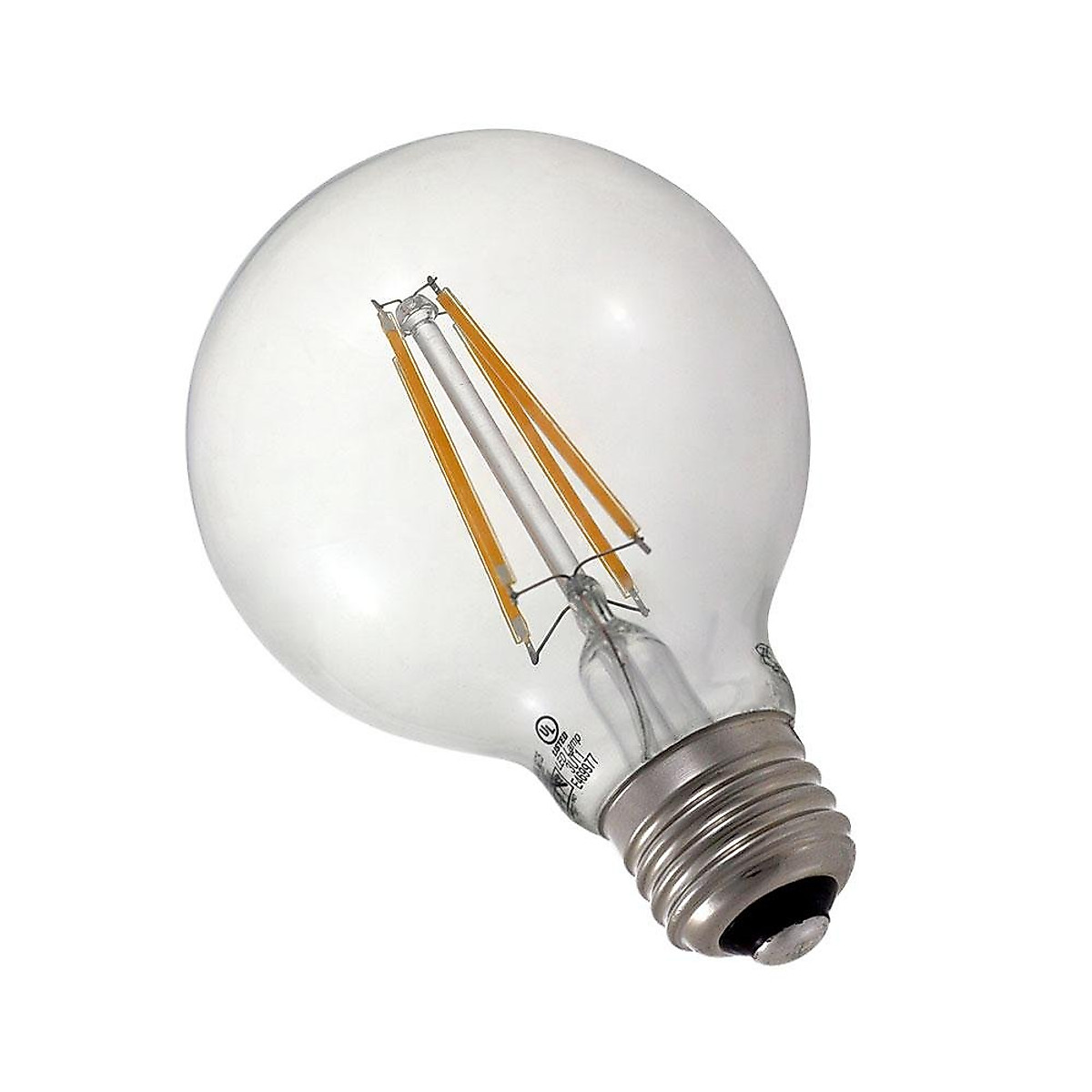 Euri Lighting VG25-2000e LED G25 Bulb, Filament Line, Warm White 2700K, Dimmable, 7.5W (60W Equivalent), 800 lm, Clear, 360 Degree Beam Angle, Damp Rated, E26 Base, UL & E-Star Listed