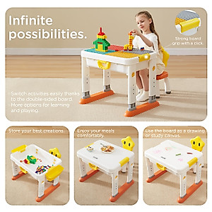 KUB Kids Activity Table Building Blocks Table and Chair Set Kids Play Table Water and Sand Table Learning Play Table for Boys Girls 3 4 5-10 Years Old
