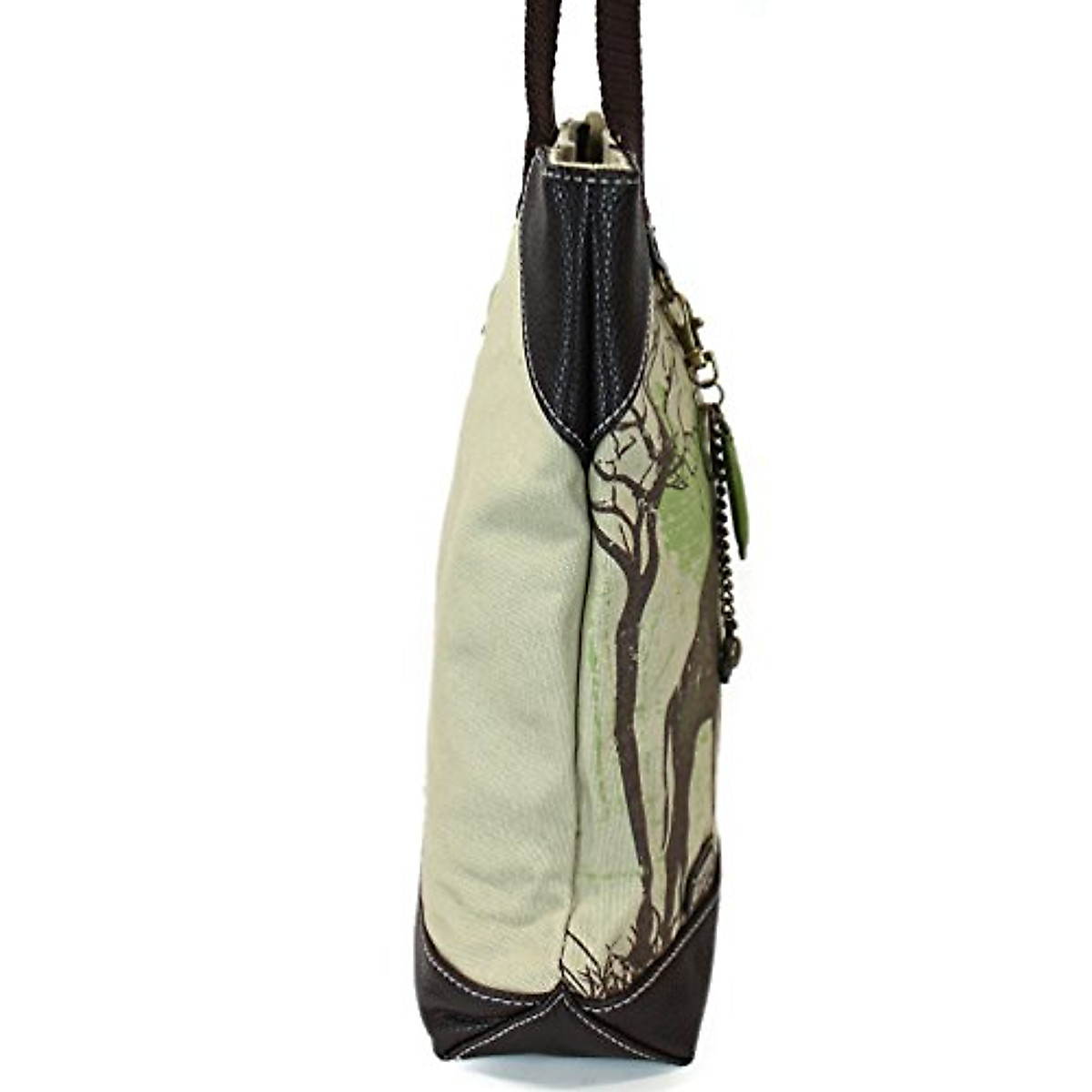 Chala Safari Forest Animal- Large Canvas Tote Shoulder handbag with detachable Purse Charm (912 Giraffe-Tote)