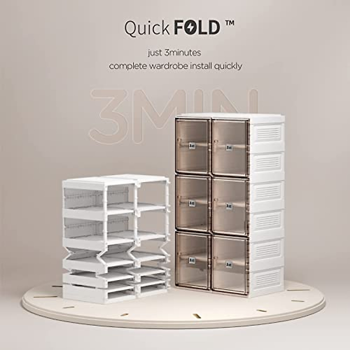 MAYIBOX Shoe Cabinet 2-20 Grid Stackable Transparent Folding Shoe Box Plastic Storage Box Storage 2-40 Pairs of Shoes (2 Rows 8 grids)
