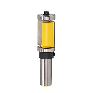 Yakamoz 2Pcs 1/2-Inch Shank Pattern Flush Trim Router Bit Top and Bottom Double Bearings Trimmer Cutter Woodworking Tool