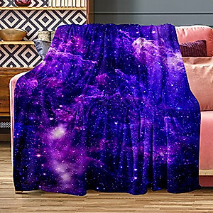 Ultra-Soft Cozy Flannel Fleece Throw Blankets 40"x50", Smooth Warm Fuzzy Plush Blankets for Sofa Bed Kids Adults (Galaxy Solar System Universe Space Astronomy)