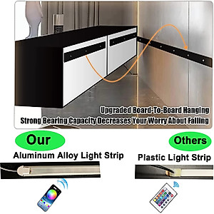 wuleen Floating LED TV Stand, Wall Mounted Entertainment Center with Storage and LED Light Socket Board, Modern High Gloss TV Stand Fits Up to 80 Inch TV, led Floating Shelf