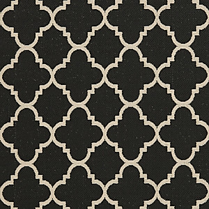 SAFAVIEH Courtyard Collection Accent Rug - 4' x 5'7", Black & Beige, Trellis Design, Non-Shedding & Easy Care, Indoor/Outdoor & Washable-Ideal for Patio, Backyard, Mudroom (CY6918-226)