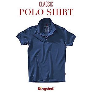 Kingsted Polo Shirts for Men - Royally Comfortable - Classic Pique Fabric - Soft Cotton Blend (Large, Navy Blue)