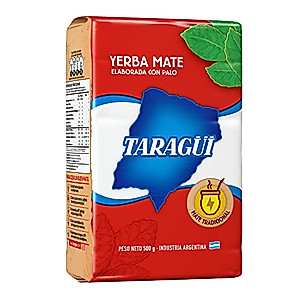 Taragüi Yerba Mate with Stems, 500 gr - 1.1 lbs (Red Pack)
