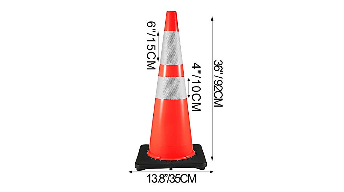 VEVOR 36-Inch Traffic Cones with Reflective Collars, 6 Pack | Safe Road ...