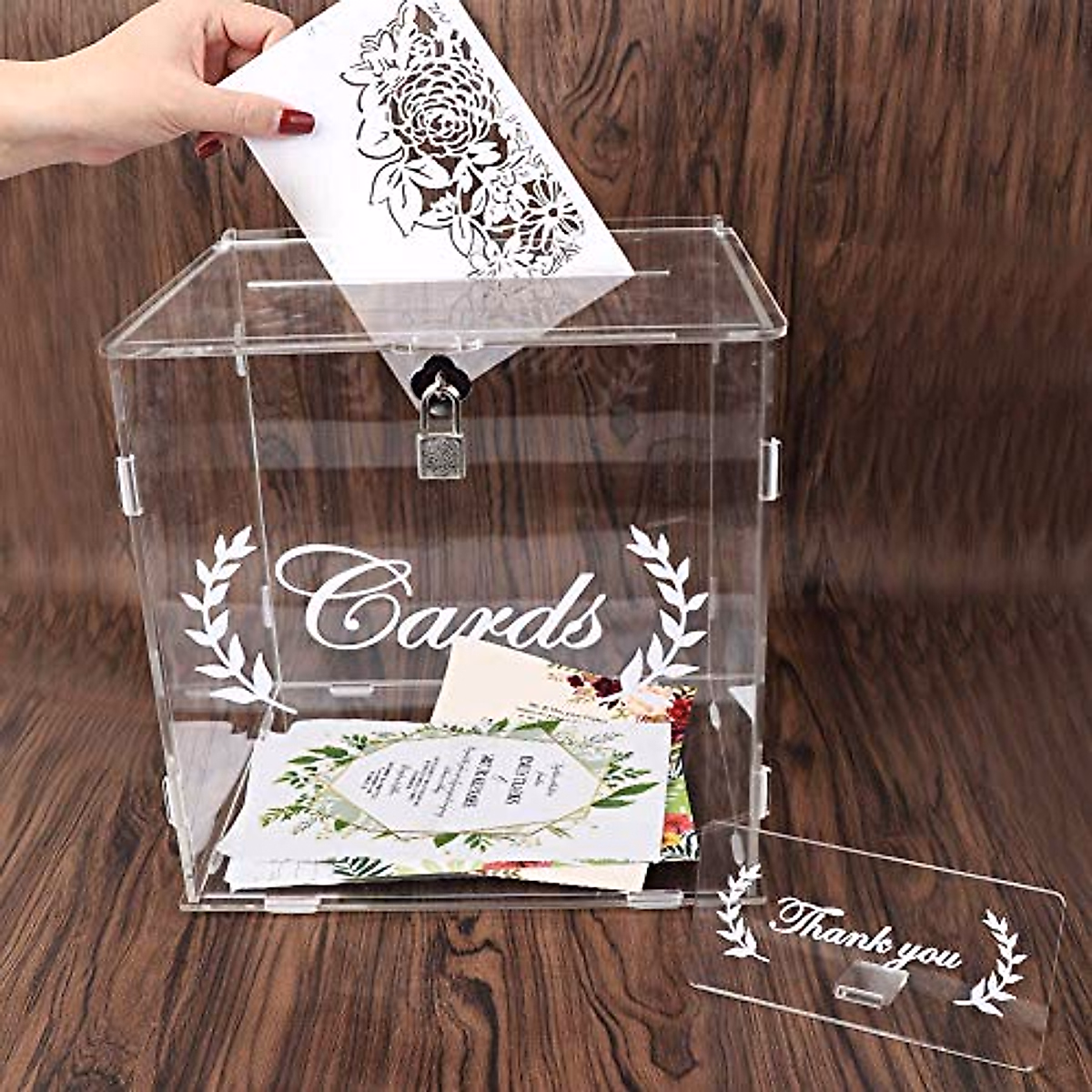 OurWarm Wedding Card Box for Wedding Reception, Clear Card Boxes with Lock, Gift Card Box Money Box Holder For Reception Anniversary Shower Rustic Wedding Decorations Birthday Graduation