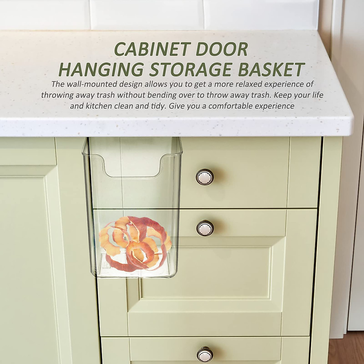 Clear Office Trash Cans Small Waste Bin Cabinet Hanging Trash Can Clear Container Plastic Waste Paper Container for Bathroom Kitchen Office