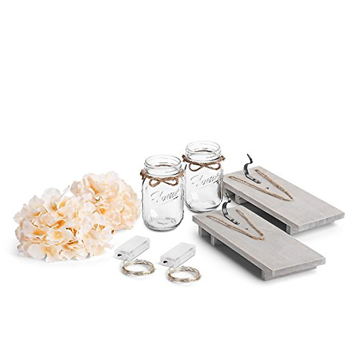 HAchoo Rustic Candle Wall Sconces Mason Jar Decoration Handmade Wall Decor Hanging Design with LED Fairy Lights Living Decor,Farmhouse Kitchen Decorations Wall Home Decor Bathroom Set of 2…