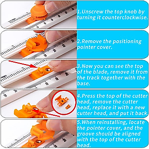 Circle Paper Cutter Rotary Circular Cutter for Cardstocks Craft Cutting Tools, Compass Paper Cutter Trimmer Scrapbooking (included 3 blades) (Orange)
