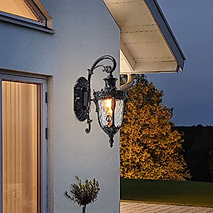 Bazargame Outdoor Wall Lantern,Outdoor Lighting Lantern Lamp,Dusk to Dawn Sensor Outdoor Wall Sconce,for Courtyard Garden House Garage Entrance