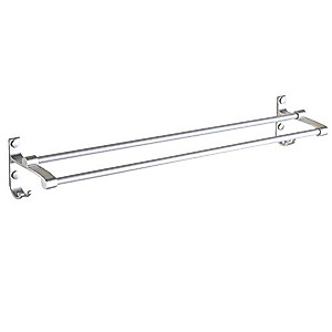 Yardwe Towel Bar Double Towel Hanger Holder Wall Mounted Metal Bath Towel Rack Organization for Bathroom (Silver) 38cm