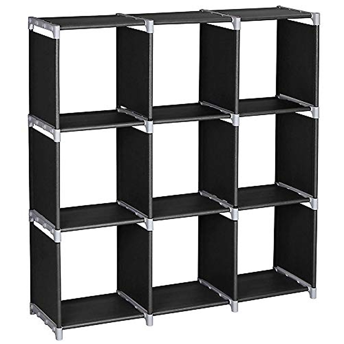 Realremhai Storage Shelf Black Assembled 3 Tiers 9 Compartments