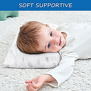 Toddler Pillow Small Baby Pillows for Sleeping Great Neck Support, Perfect Boho Kids Pillow 14" x 19" for Child Travel, Toddler Cot Bed, Boys Gilrs, No Pillowcase Needed, Rainbow Print