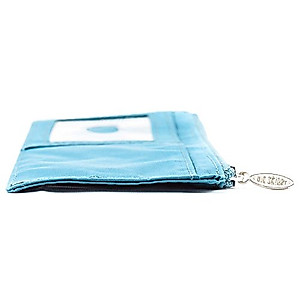 Big Skinny Women's Jaguar Credit Card Slim Wallet, Holds Up to 25 Cards, Ocean Blue , 3.5" X 7.6"