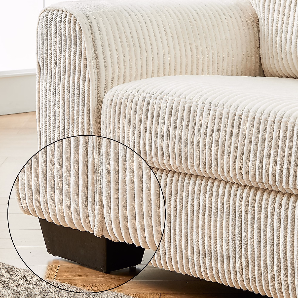 Mangodan 70" Corduroy Modern Loveseat Sofa Couch, Cozy Comfy Overstuffed Loveseat Couch Sofa with Square Wide Armrest, Extra Deep Seat Loveseat Couches for Living Room, Beige