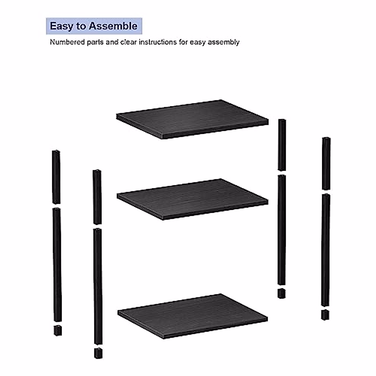 WOODYNLUX Nightstand Side Table, End Table with Shelves, Tall Bedside Table, Night Stand Accent Table for Living Room, Bedroom, Black.