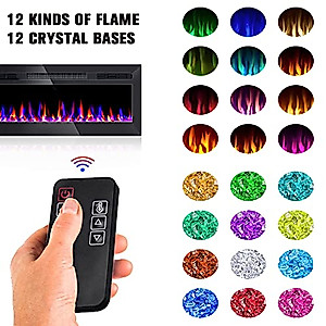 Upesitom Electric Fireplace Insert 31" Fireplace Heater Recessed & Wall Mounted, 750/1500W Linear Fireplace LED Fireplace Insert with Adjustable Flame Colors, Bracket, Timer, Remote Control