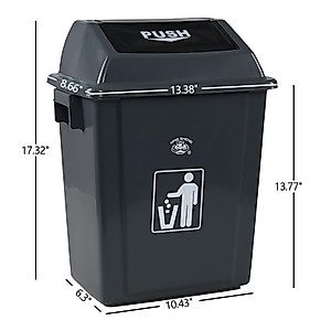 Xeabia 6 Gallon Plastic Trash Can, Plastic Garbage Can with Swing Lid, 4 Packs