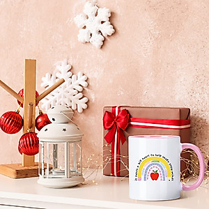 Zopeal Teacher Gifts Coffee Mug It Takes A Big Heart Coffee Mug Teacher Appreciation Gifts Coffee Cups for Women Men Teacher Christmas Graduation End of Year Thank you Birthday Gifts(Pink, White)