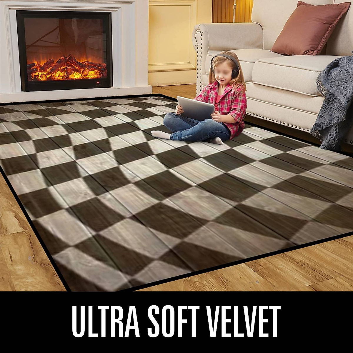 MJKIODPEV Checkered Flag Crossed Area Rugs Checkered Racing Flag Wavy Checker Flag Carpet Soft Non-Slip Outdoor Floor Mat for Living Room Bedroom Dorm Decor 63''×94''